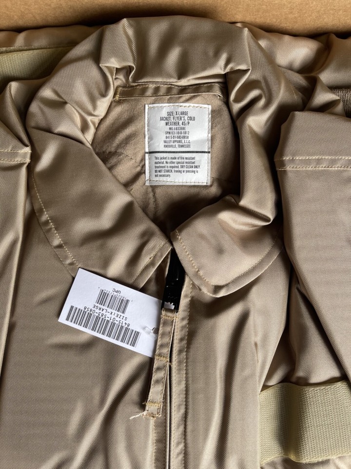 NEW CWU-45/P Winter Pilot Flight Tan Jacket Nomex Glossy XL (46-48) USA ...