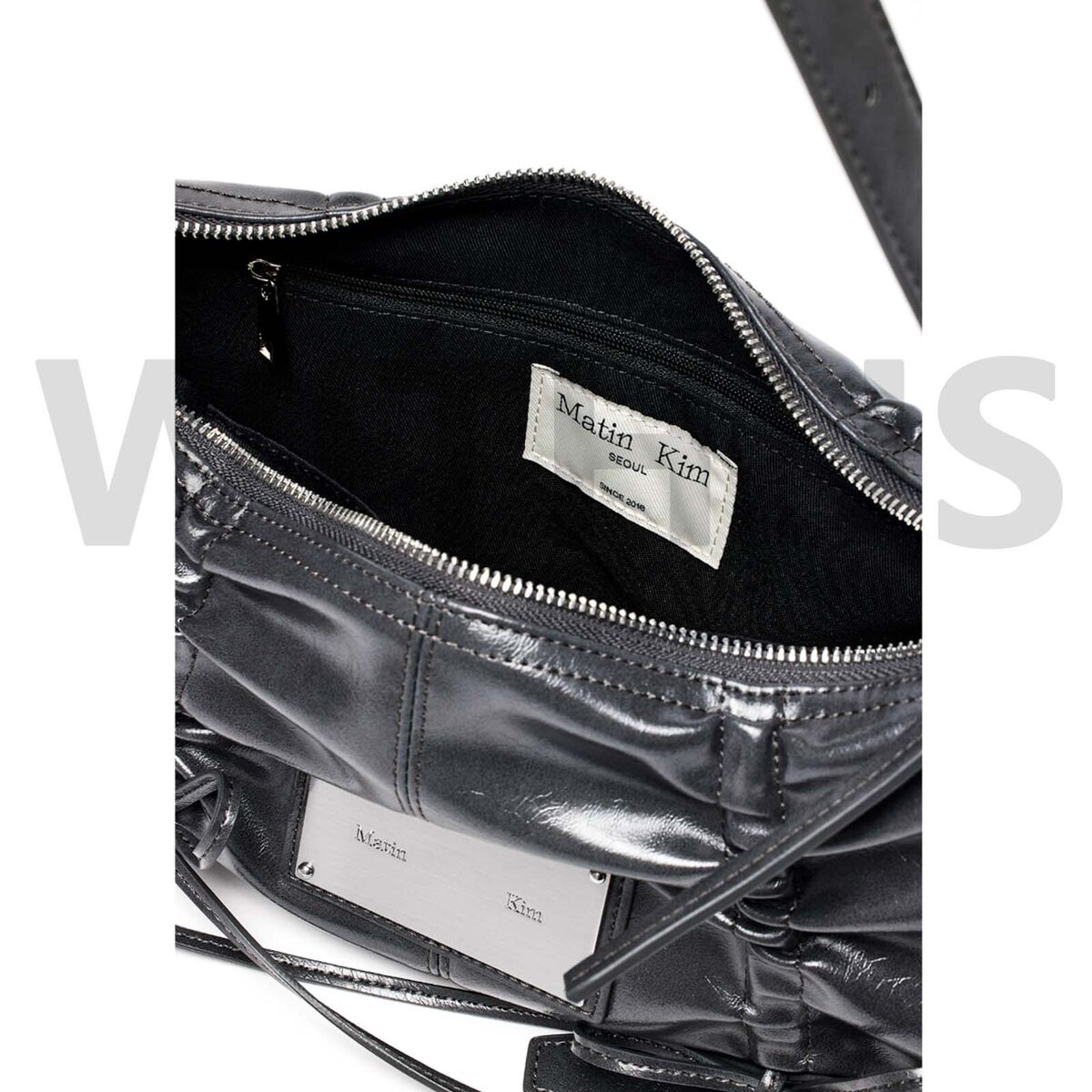 Matin Kim Half Shirring Ribbon Round Bag Charcoal Women's Matin Kim Half Shirring Ribbon Round Bag Charcoal Women's