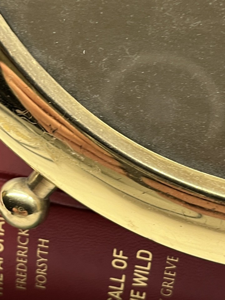 Large Vintage Oval Solid Brass Frame With Ball Feet Hang Or Stand | eBay UK
