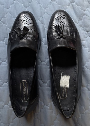 Stuart Holmes 10.5 Black Leather Kiltie Tassel Leather Shoes Made In Italy | eBay