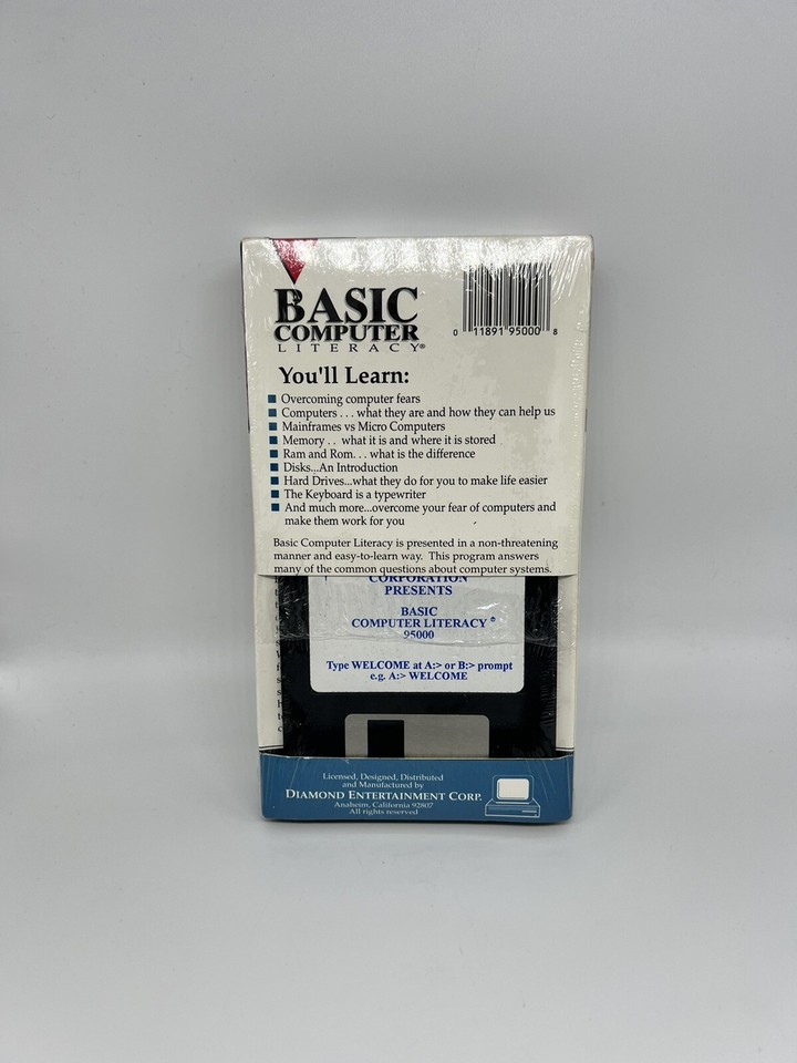 VTG Collectible Basic Computer Literacy VHS Video Tape & Disc New ...