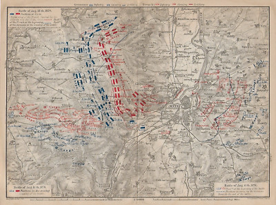 Antique Map Battle / Siege of Metz Germany French Germans ...