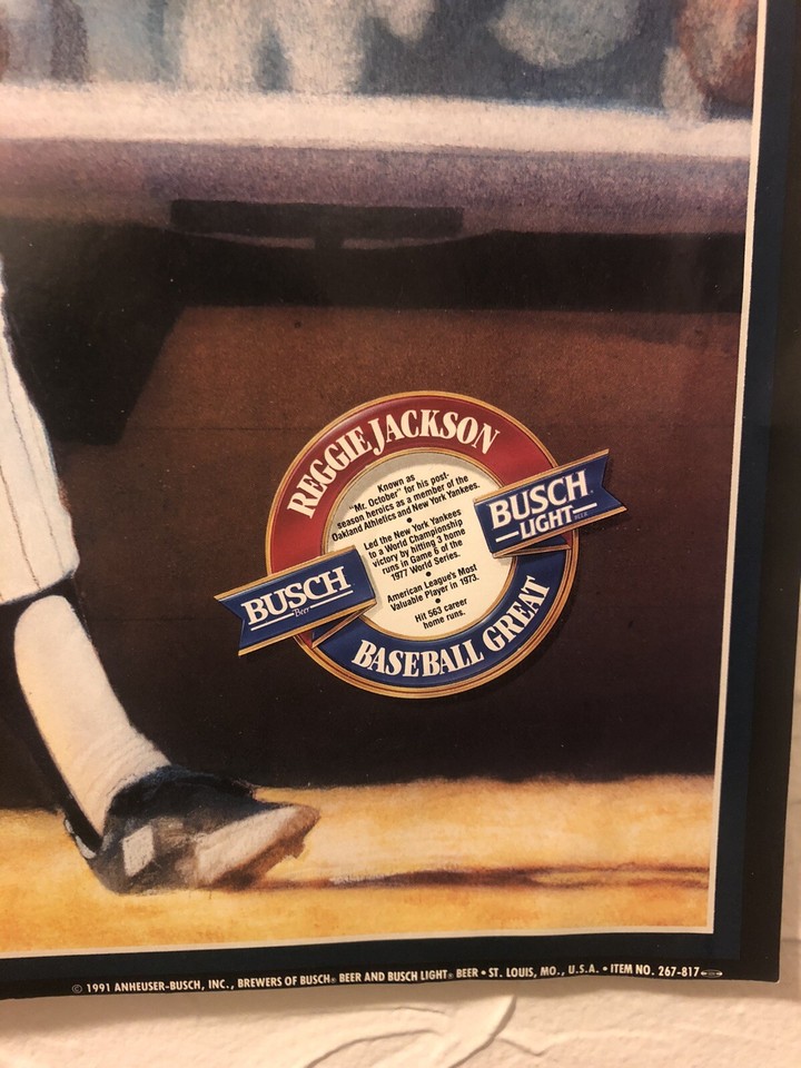 Reggie Jackson Yankees Baseball Busch/Busch Light Beer 1991 Promo ...