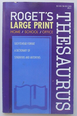 Thesaurus - Large Print For Home, Office, School - Roget PB - Like New ...