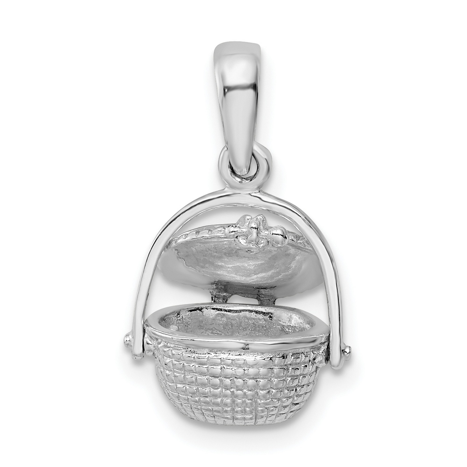 Sterling Silver Polished 3D Moveable Nantucket Basket Pendant 14 mm x ...