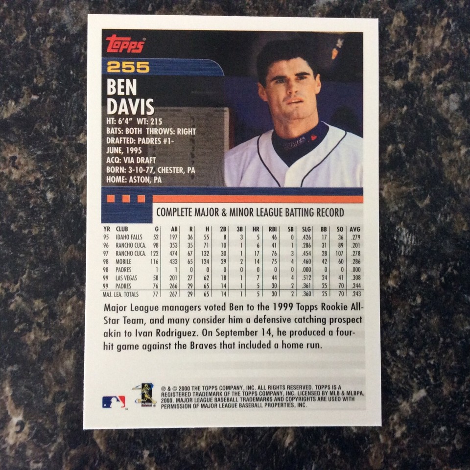 2000 Topps #255 Ben Davis San Diego Padres | eBay