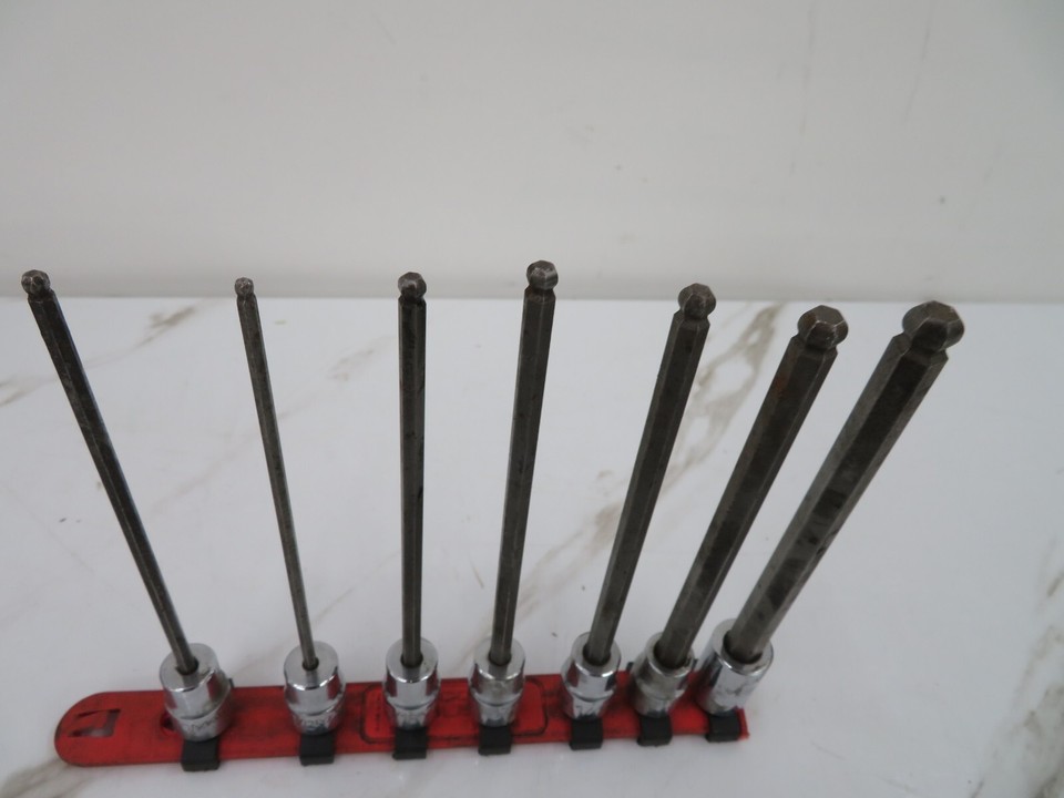Snap-On 7pc SAE Hex Extra Long Ball Allen Bit Socket 3/8(132918-1A) LOC ...
