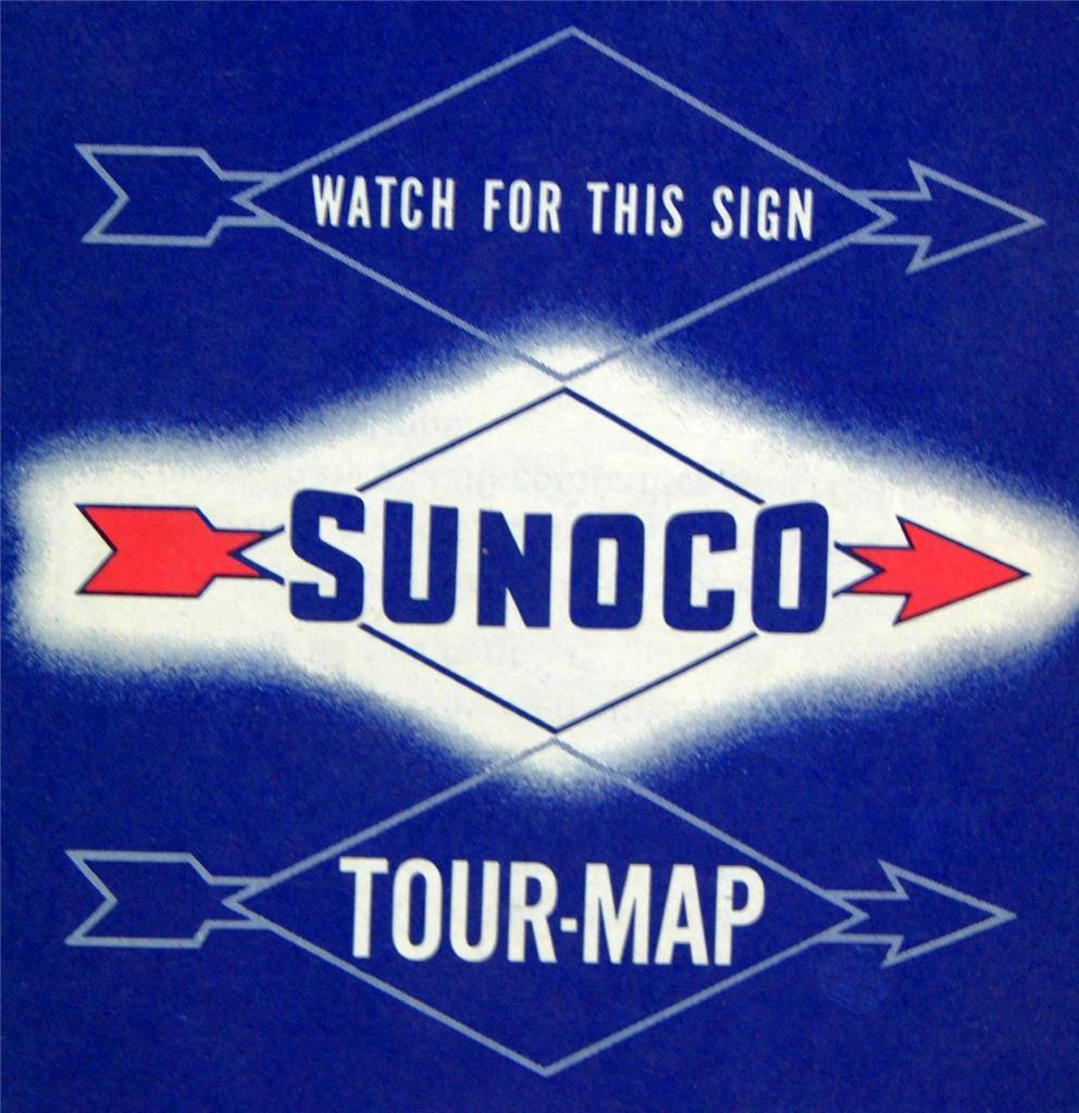 SUNOCO SERVICE STATION CENTRAL UNITED STATES HIGHWAY ROAD MAP 1950s ...
