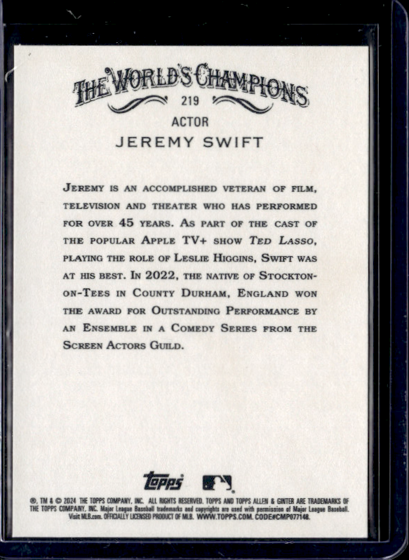 2024 Allen & Ginter 219 Jeremy Swift Leslie Higgins in Ted Lasso | eBay