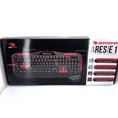 iBuyPower ARES E1 Gaming Keyboard-Black/Red-Spill Resistant Structure ...