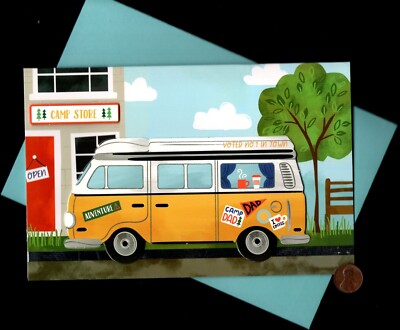 HTF FATHER'S DAY - 3-D - VW Van Camping Coffee Camp Store - Greeting ...