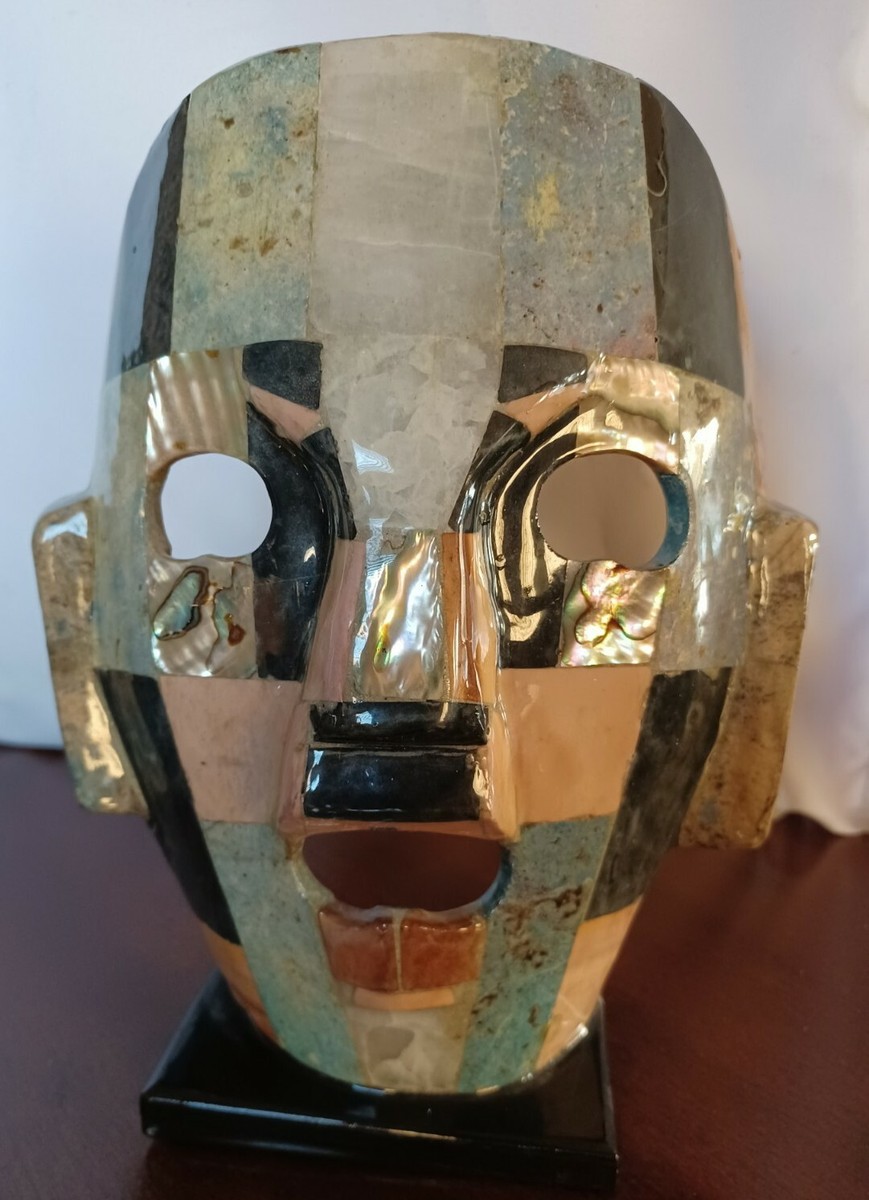 Mayan Death Masks Vintage Mayan Aztec Death Mask Mother Of Pearl Onyx
