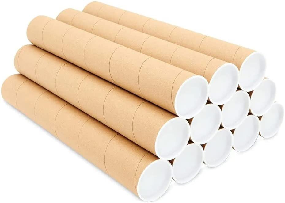 50 - 2'' x 18'' Round Cardboard Shipping Mailing Tube Tubes With End ...