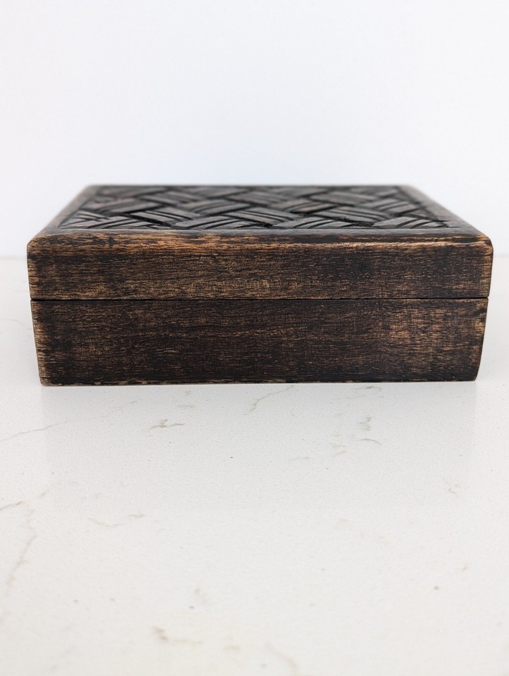 Wood Tobacco Hinged Box 7×5×2.5 Vintage Antique Cigars Trinkets ...