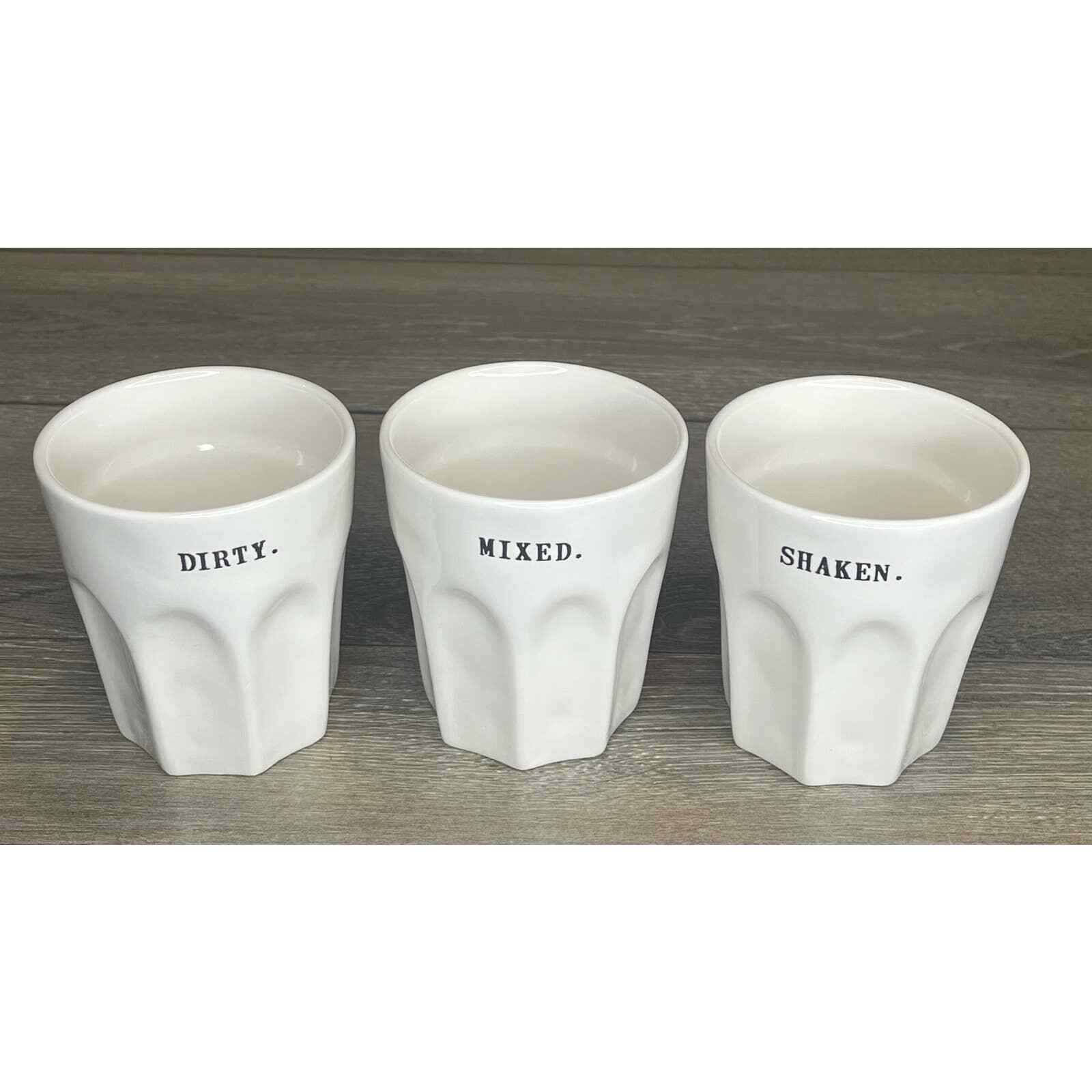 Rae Dunn Ceramic DRINKING GLASS Set (3) Glassware 8oz DIRTY MIXED ...