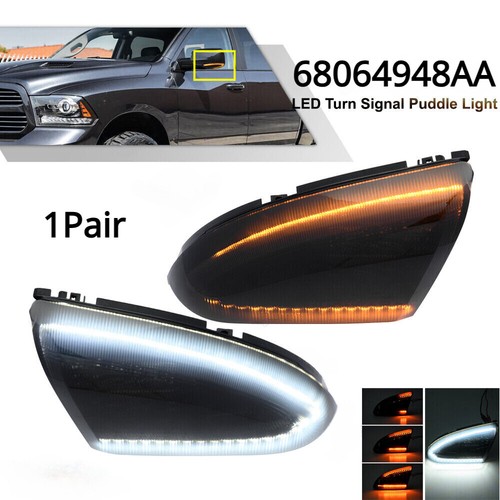 Smoked Dynamic LED Mirror Turn Signal Puddle Lights For Dodge Ram ...