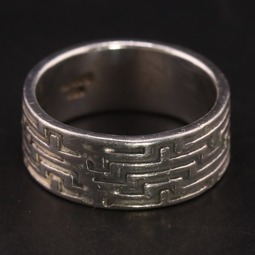 VTG Sterling Silver - MEXICO 9mm Fluted Maze Pattern Men's Band Ring ...