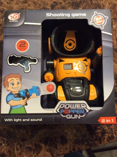MOVING ROBOT SHOOTING GAME POWER POPPER GUN, 2 IN 1 WITH LIGHT AND ...