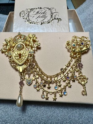 Vintage Retired Double Pin By Kirks Folly, Embellished With Pearls And ...