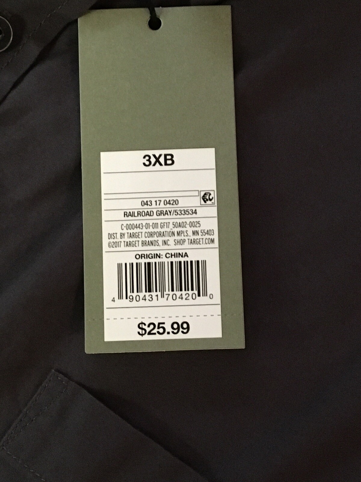Goodfellow Northrop Poplin Button Up Shirt Men's Size 3XB Railroad Gray ...