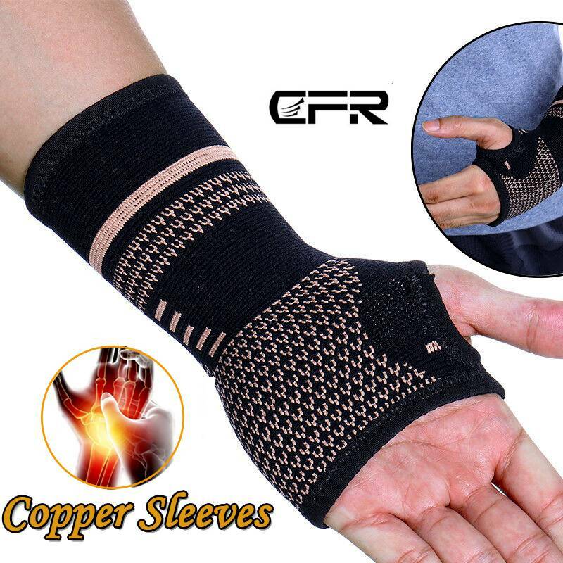 Copper Wrist Glove Palm Hand Support Arthritis Brace Sleeve Bandage ...