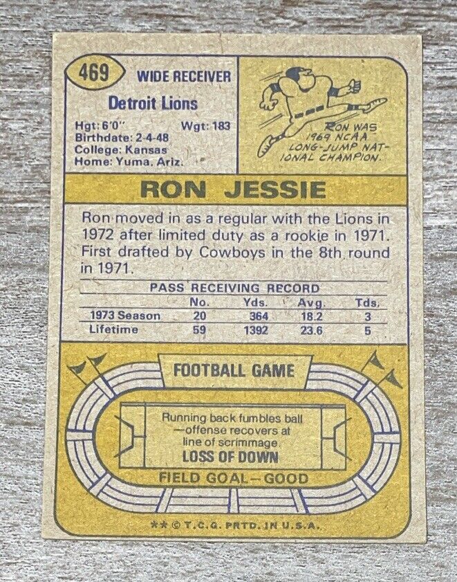 Ron Jessie 1974 Topps Lions #469 *A292* | eBay