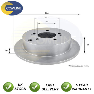 Brake Disc Rear Comline Fits Kia Sportage Hyundai ix35 Tucson Santa Fe ...