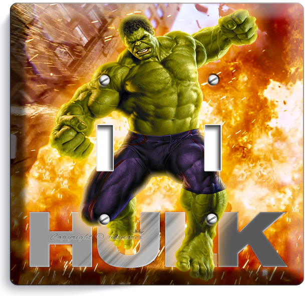INCREDIBLE HULK LIGHT SWITCH OUTLET WALL PLATE COVER BOYS BEDROOM ROOM ...