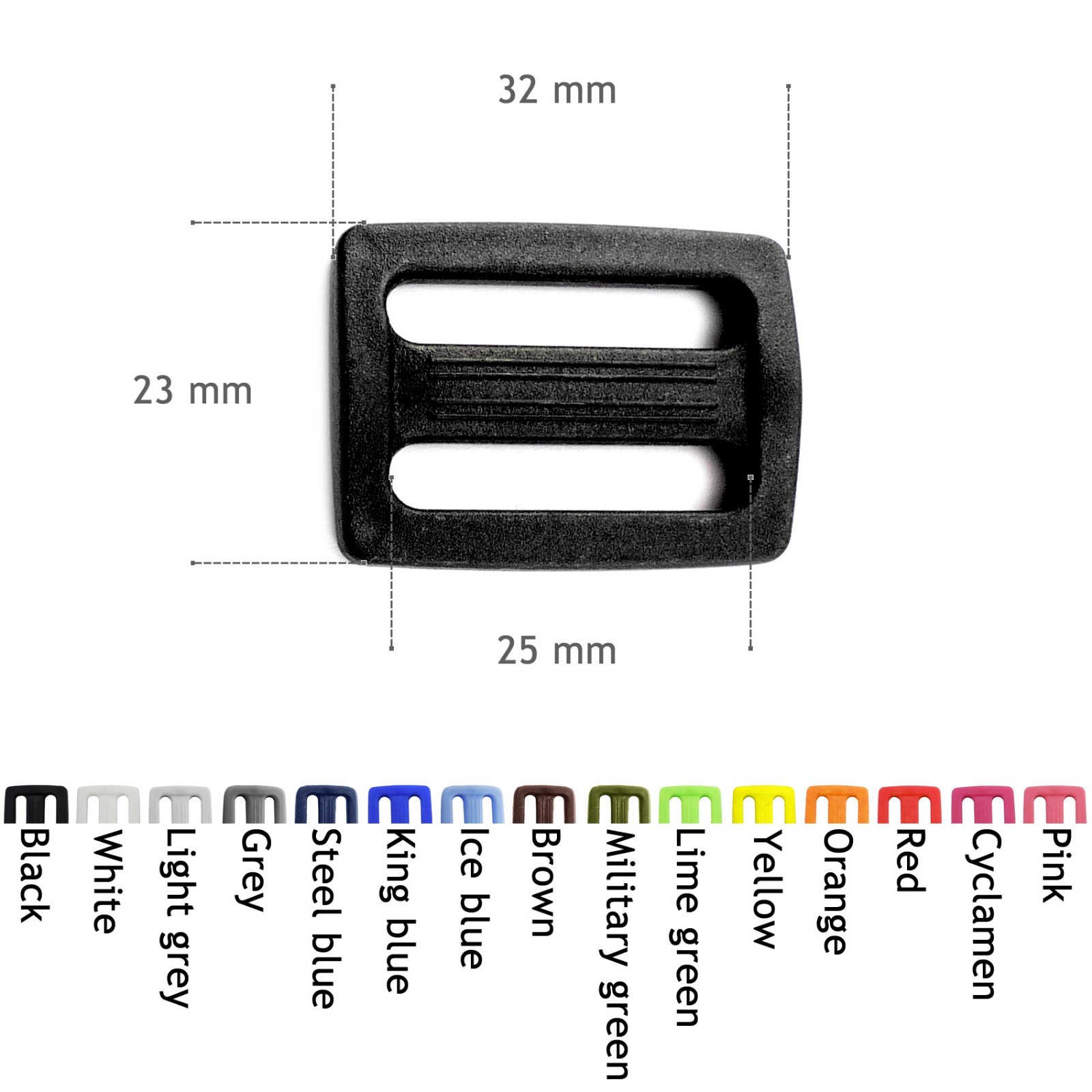 Plastic Fixed Bar Slide Buckle 3 bar Delrin Adjuster triglide webbing ...