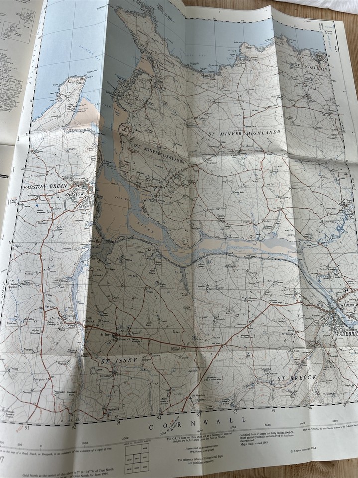PADSTOW Cornwall Ordnance Survey Sheet SW97 Two & Half Inch MAP 1964 ...