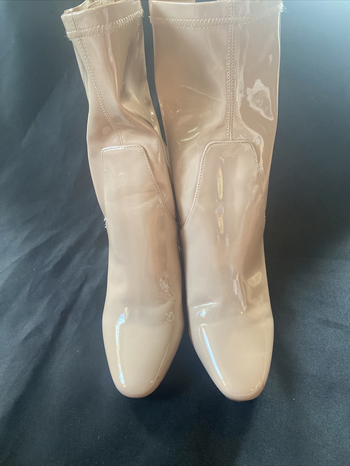 liliana nude latex booties With Thick Clear Heels | eBay