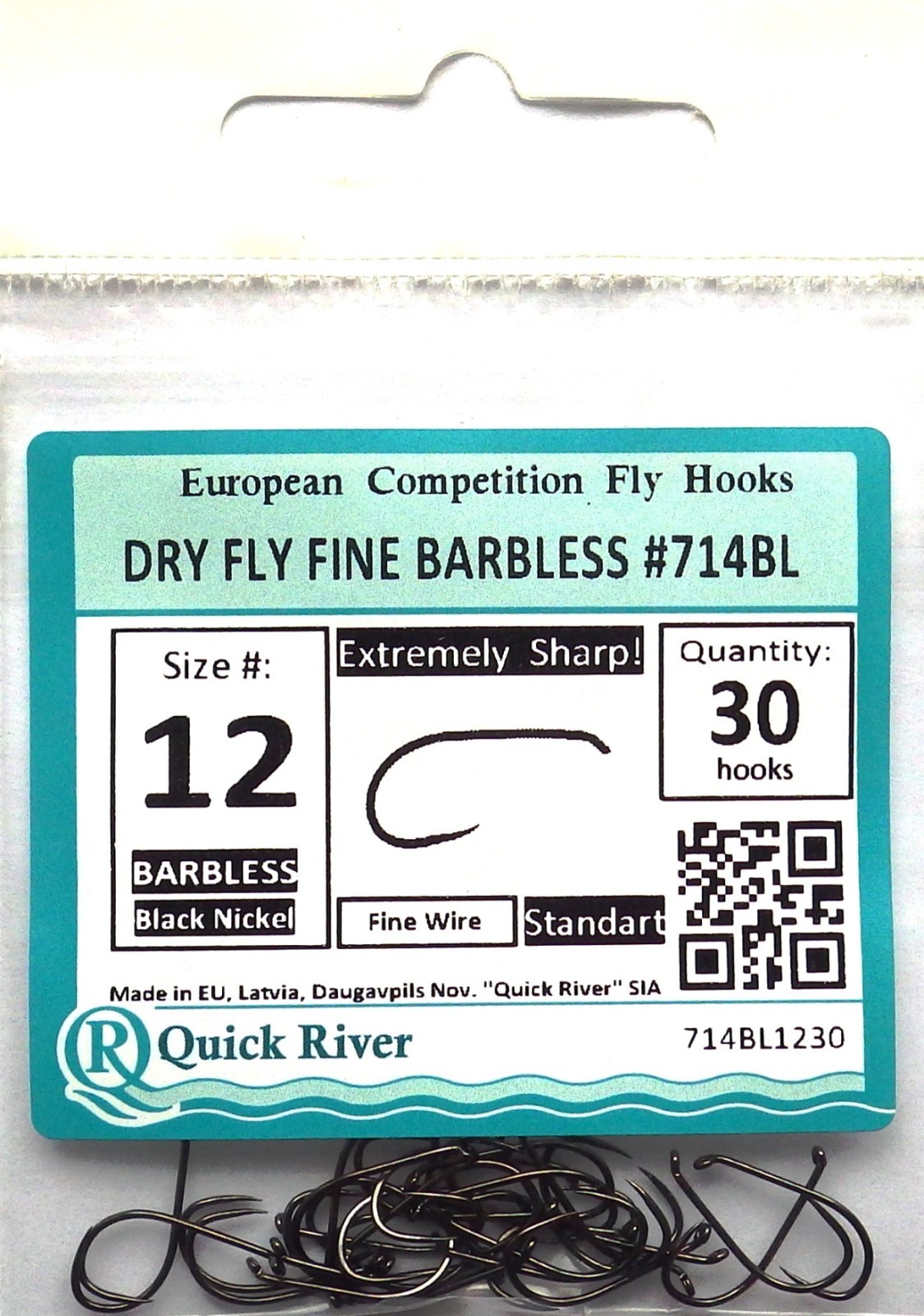 DRY FLY FINE HOOKS BARBLESS #12 #14 Competition hooks #714BL Wide Gape ...