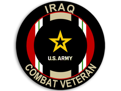 3 inch IRAQ Combat Veteran w Ribbon Sticker (Car Vinyl Decal US Vet ...