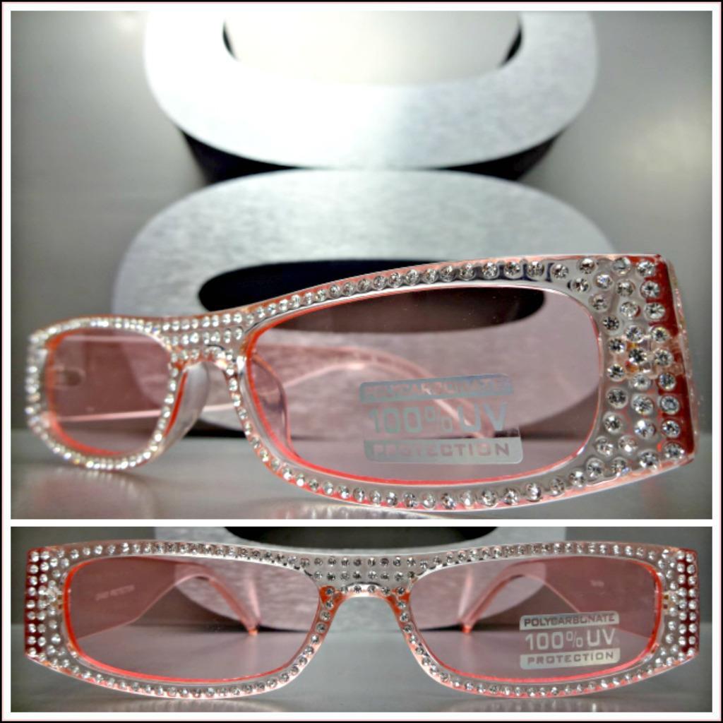 Classy Elegant Exotic Retro Style SUNGLASSES Pink Frame & Lens Bling ...