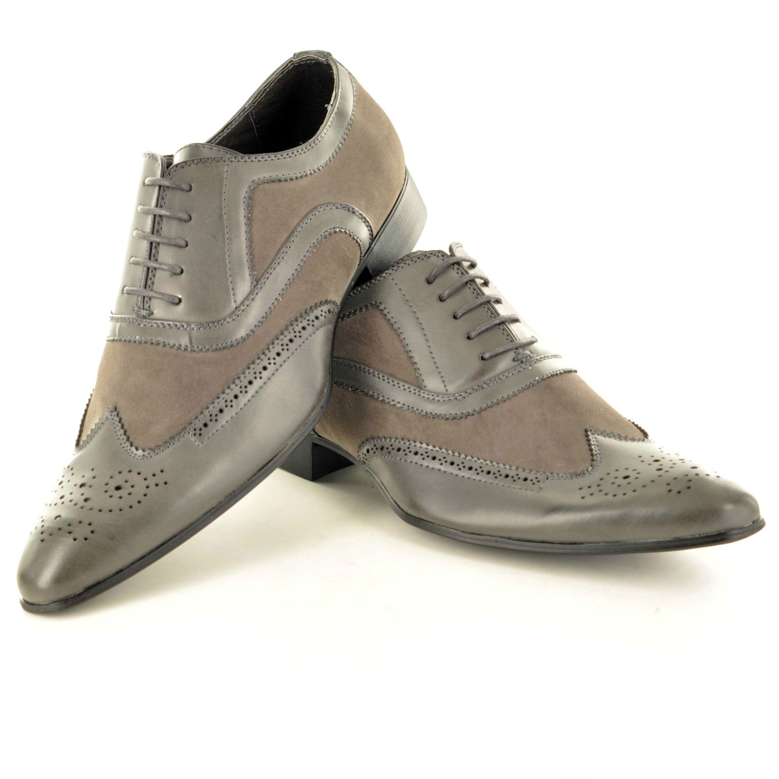 Men's Faux Suede Casual Formal Lace Up Winkle Pickers Brogues Shoes UK ...