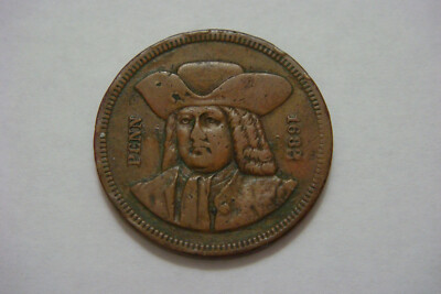 1882 USA Pennsylvania US MINT 200 Years WILLIAM PENN Antique Token ...