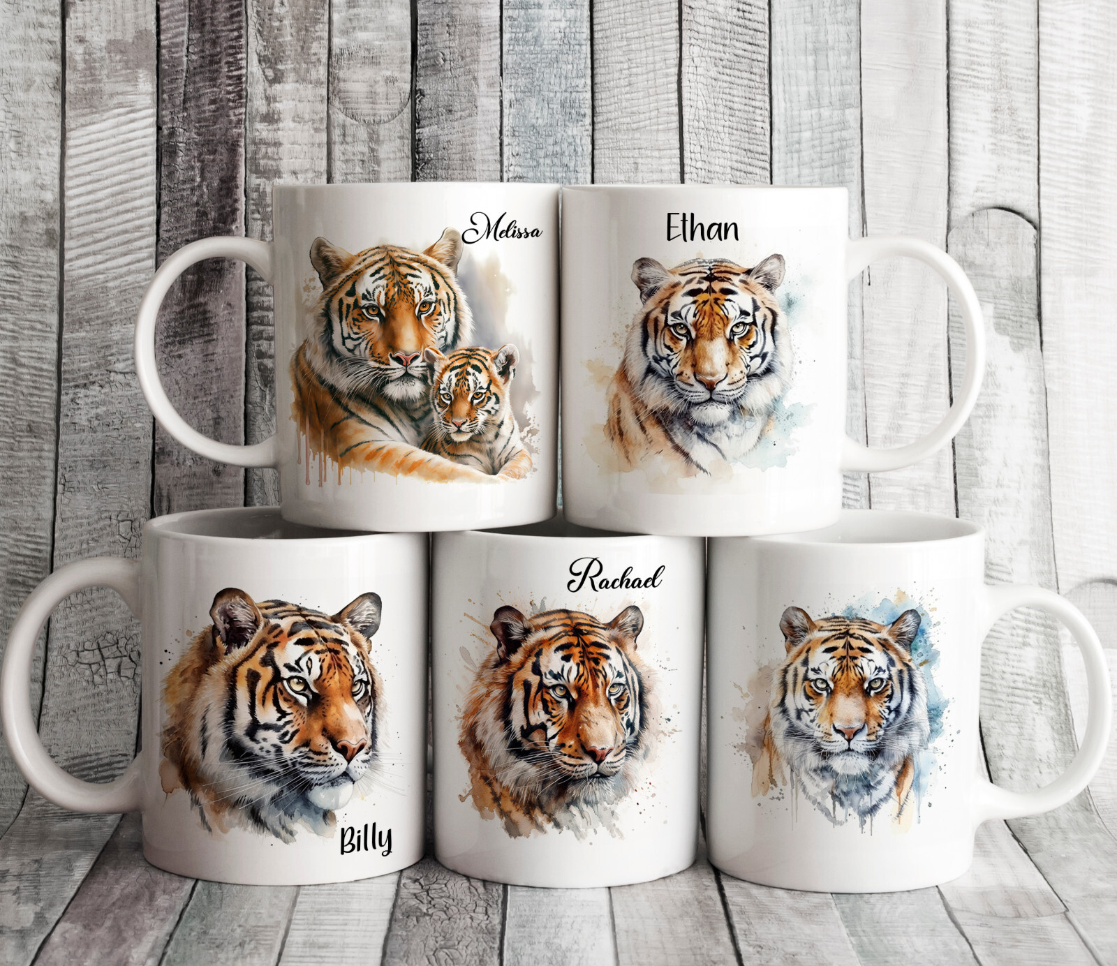 Personalised Tiger Mugs, 6 Designs, Plus Optional Coaster, Animal ...