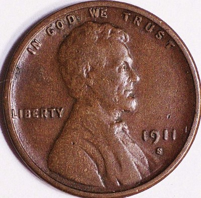 1911-S Lincoln Wheat Cent UNITED STATES Scarce HIGH GRADE CHOCOLATE ...