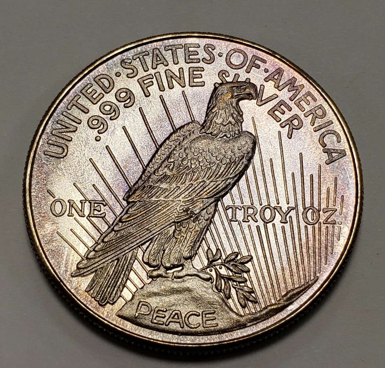 1 oz .999 Silver Round - Peace Dollar Design - Violet Toning - SKU ...