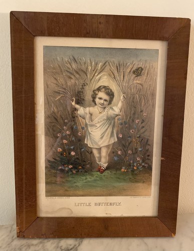 HTF Orig Antique Currier & Ives Lithograph "Little Butterfly" Orig ...