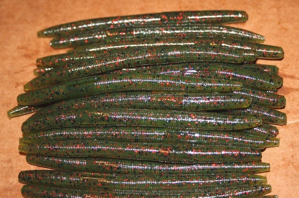 5" Stick Senko Style Watermelon Red Fleck 50 count bag bulk Bass ...