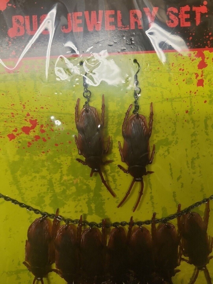 Funky Realistic Cockroach Jewelry Set Halloween Prank Cosplay Costume ...