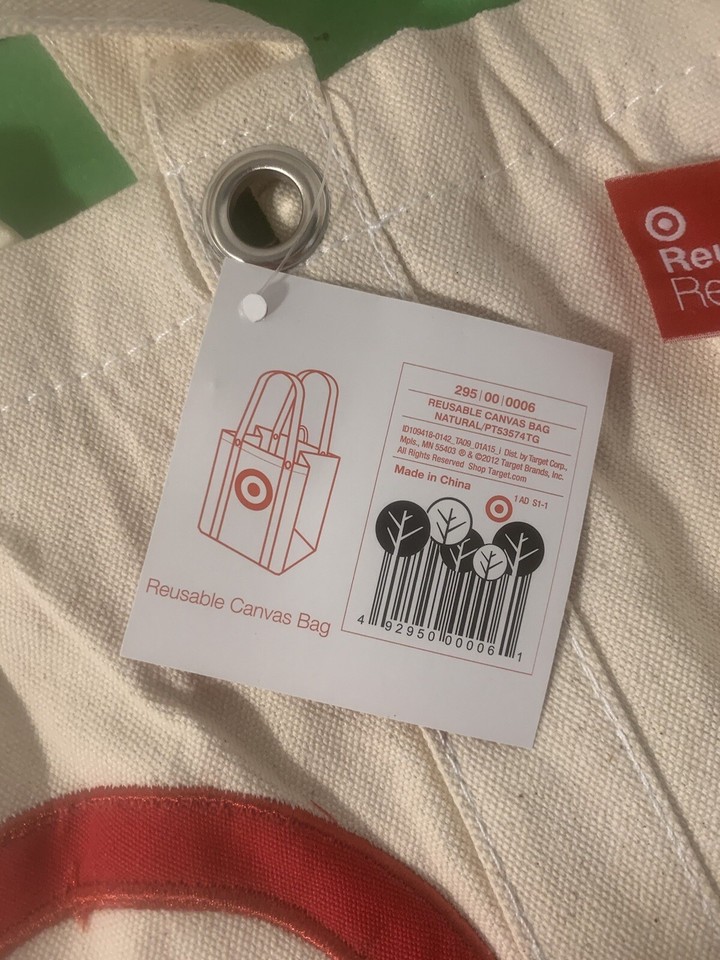 NEW TARGET CANVAS COTTON HEAVY-DUTY HEAVYWEIGHT TOTE BAG - RED LOGO ...