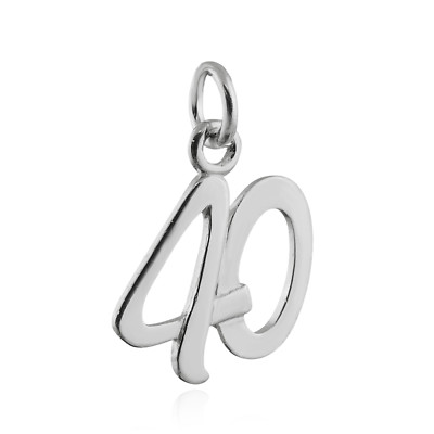 Number 40 Charm - 925 Sterling Silver - Forty 40th Birthday Anniversary ...