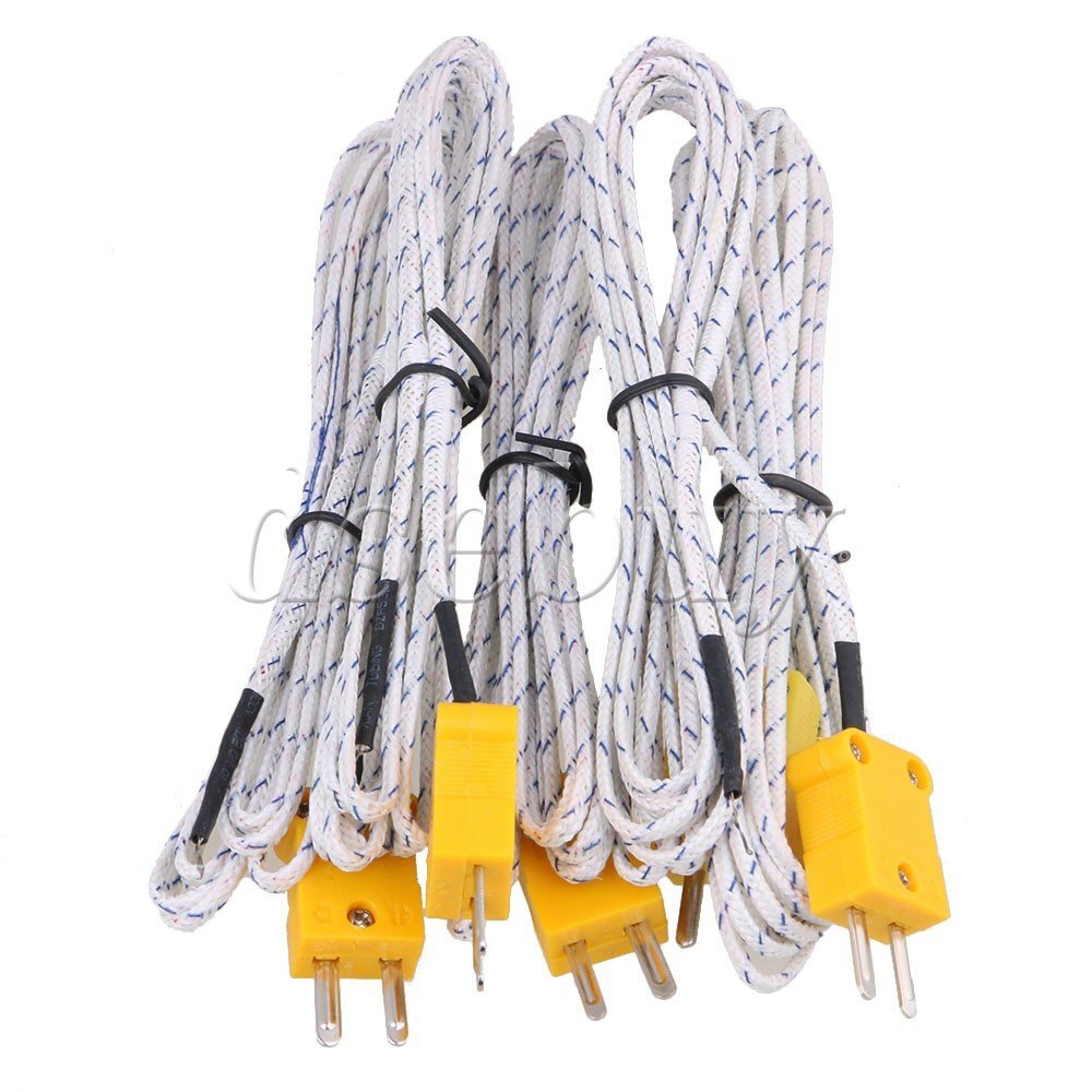 5Pcs 2 Meter Thermocouple K Type Cable Probe Sensors with Connector | eBay