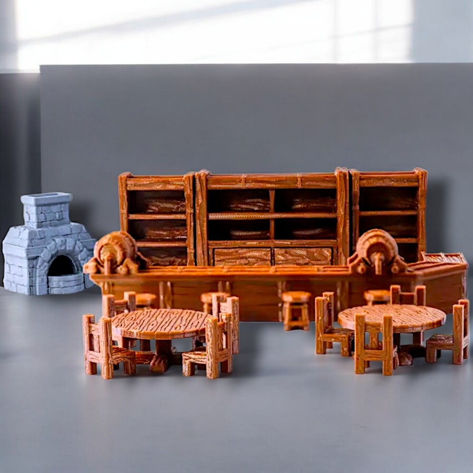 Miniature Tavern Pub Terrain DnD RPG Pathfinder Tabletop 21 Pieces 28mm ...