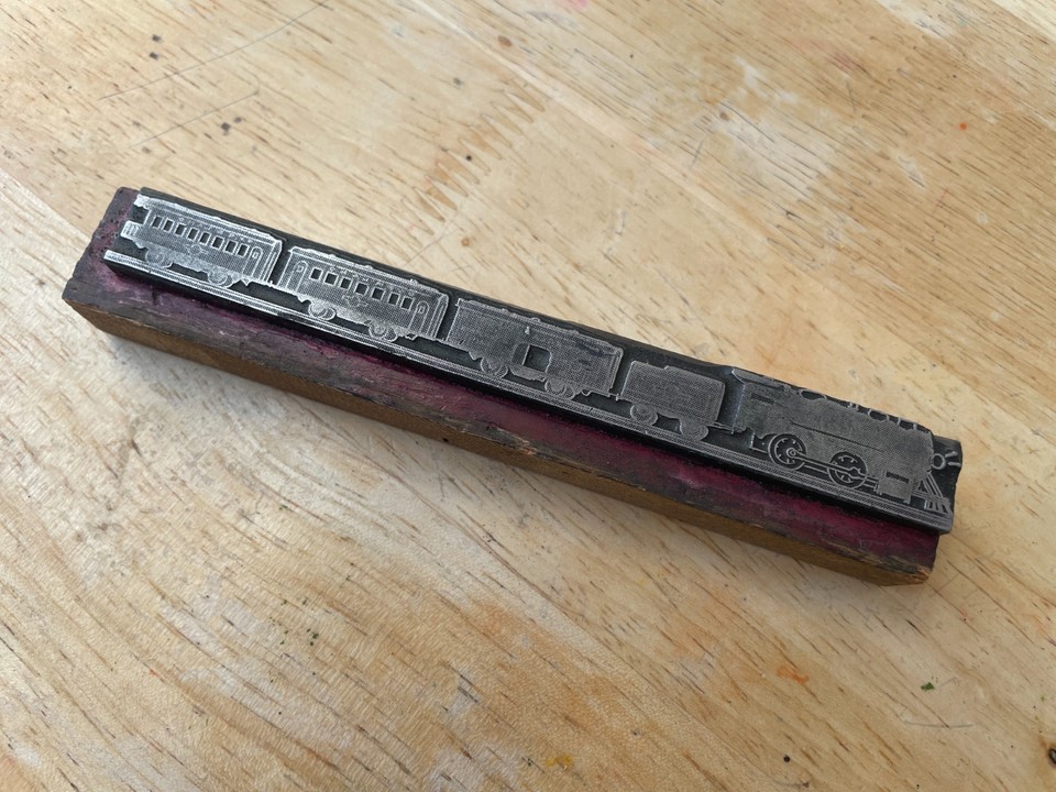 Printing Letterpress Printers Block Large Train Header Railroad (545 ...