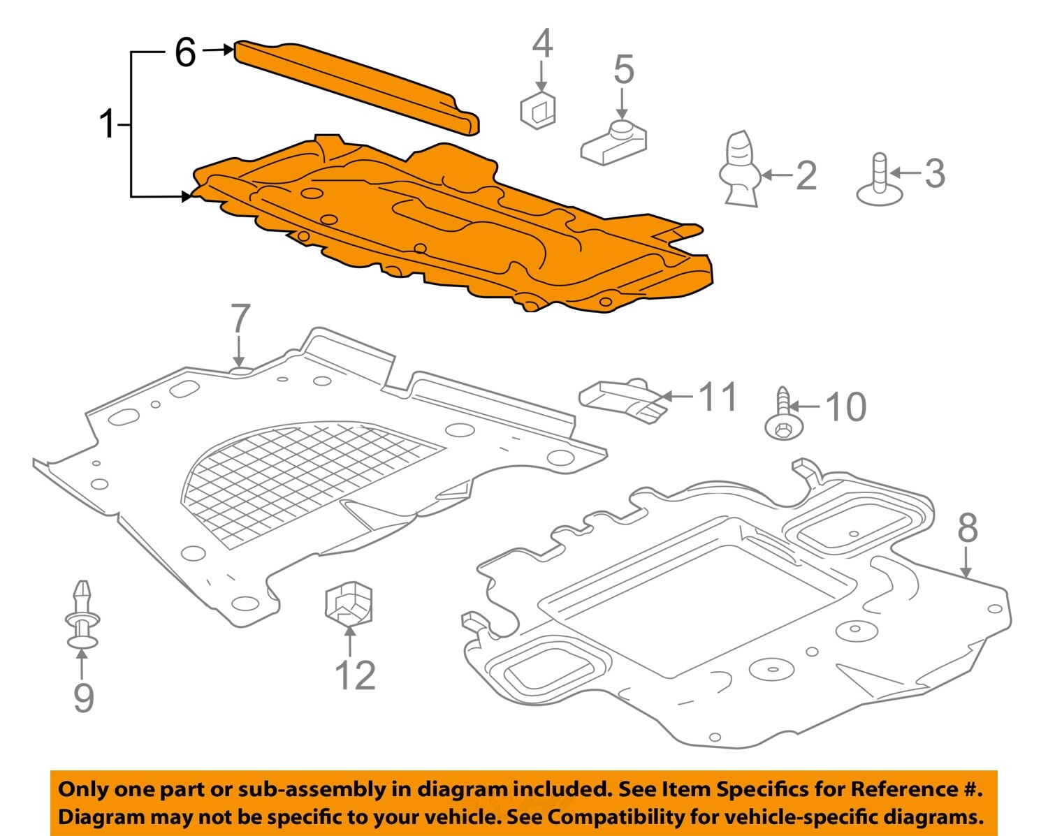 Cadillac GM OEM 08-14 CTS Splash Shield-FR Under Radiator/Engine Cover ...