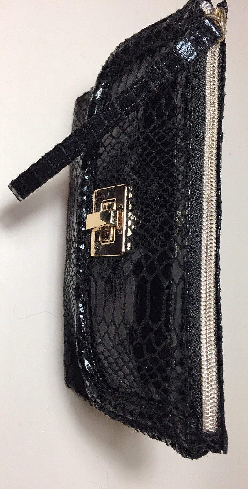 NEW Balmain Parfums Black Leather Makeup Bag Cosmetic Case Travel Pouch ...