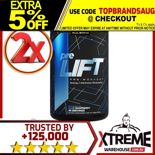 2 X RULE 1 PRELIFT PRE-WORKOUT 30 SRVS // ALERTNESS ENDURANCE PR LIFT ...